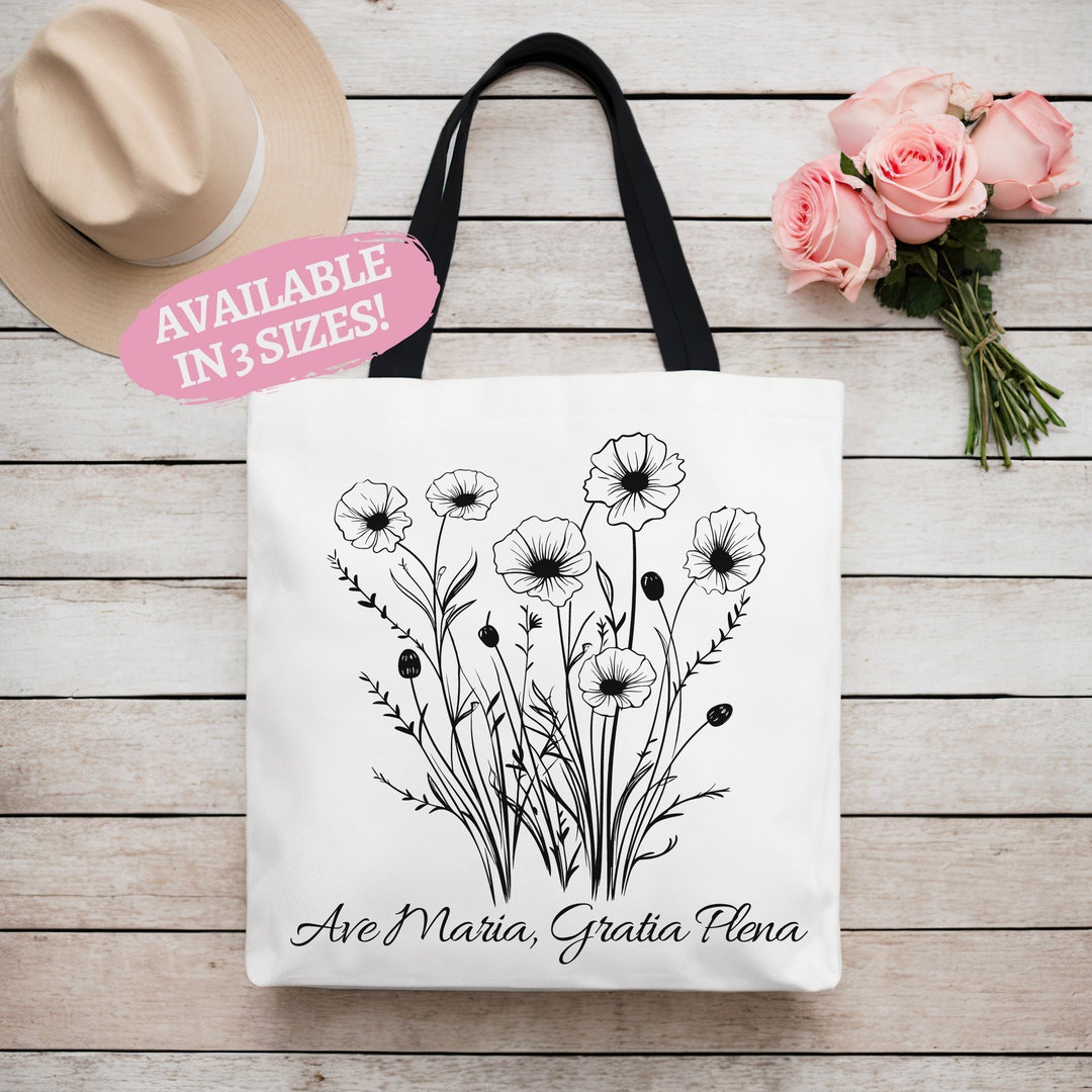 Ave Maria Gratia Plena “hail Mary, Full of Grace” Tote Bag, Catholic ...
