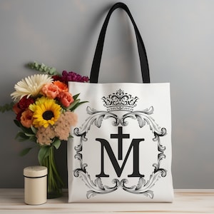 Marian Crown Tote Bag | Virgin Mary | Catholic Gifts | Womens RCIA Gift ...