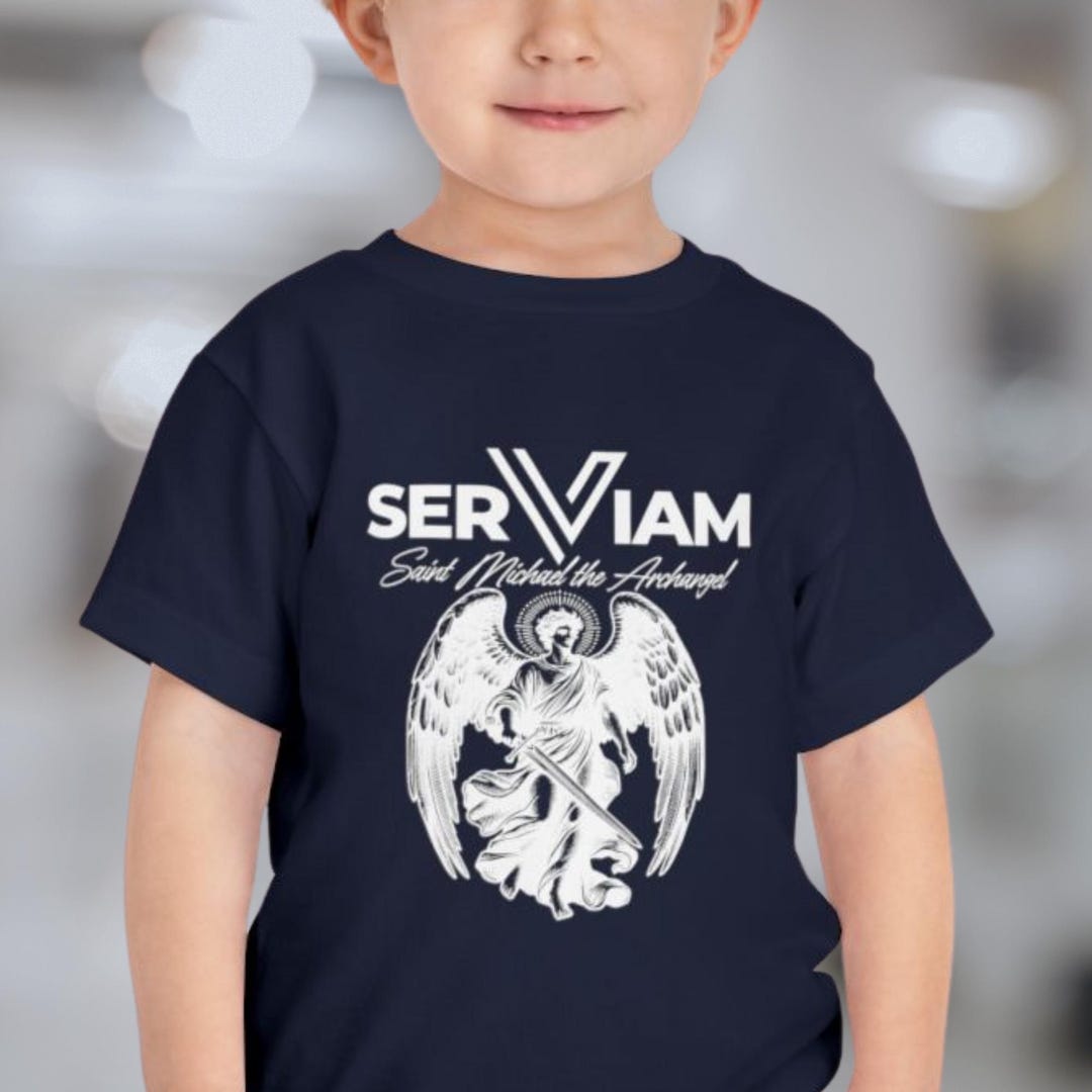 Saint Michael the Archangel Toddler Tee, Serviam Shirt for Catholic Kid ...