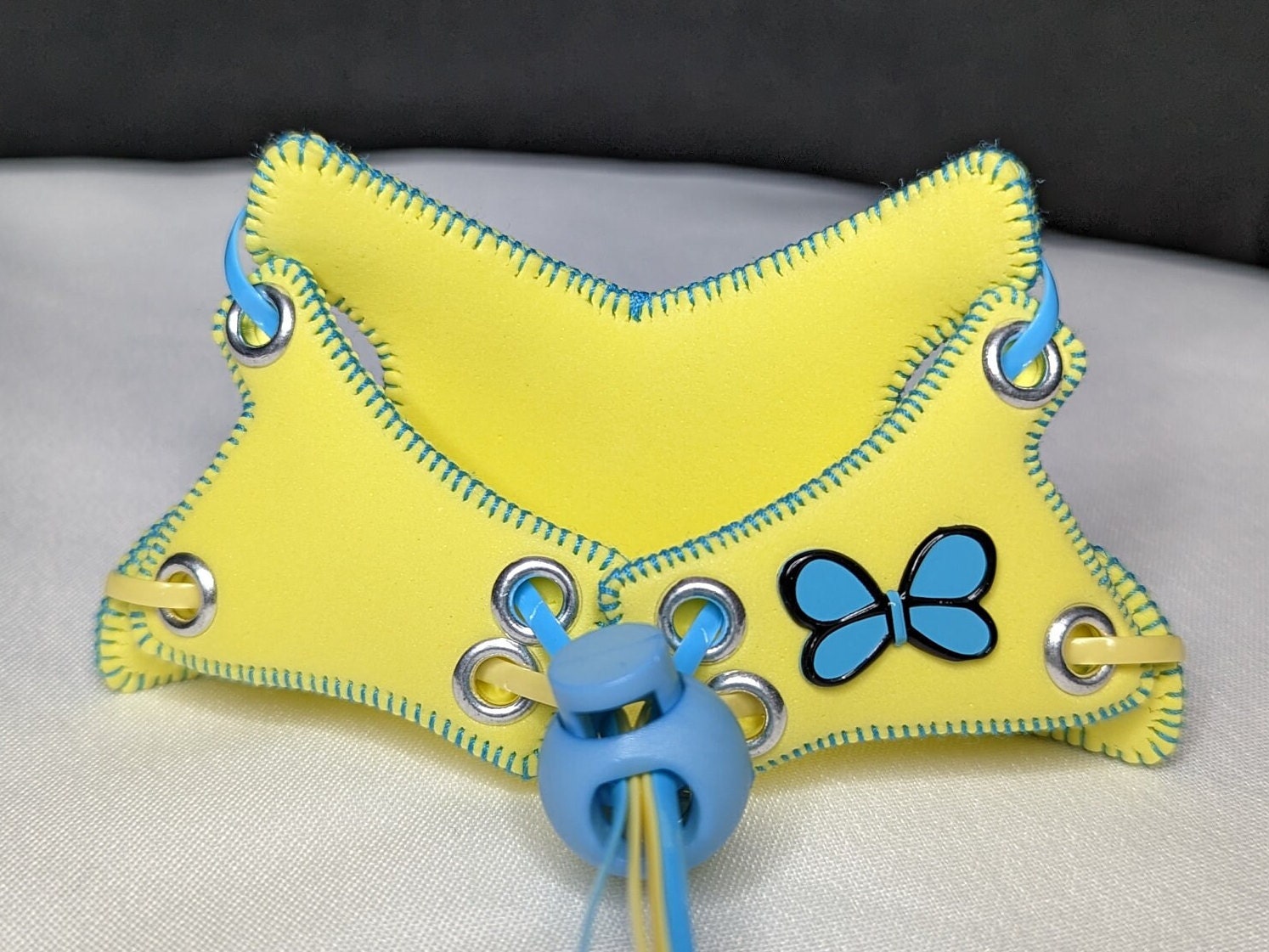 Yellow & Blue Harness With Blue Butterfly Brad Large - Etsy