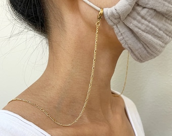18k Gold Plated Dapped Chain Mask Chain Face Mask Lanyard | Etsy