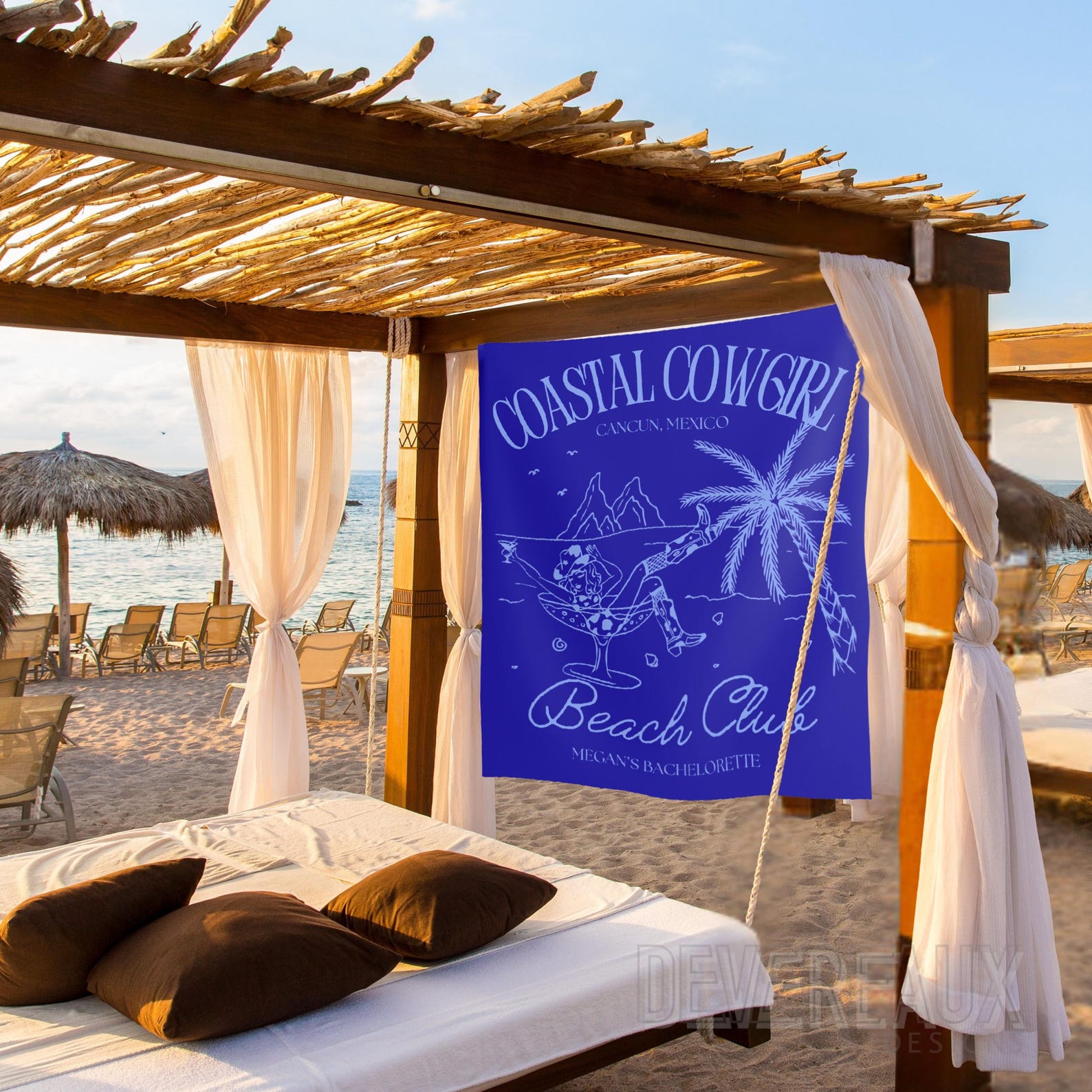 Custom Bachelorette Beach Club Backdrop, Coastal Cowgirl Party Banner ...