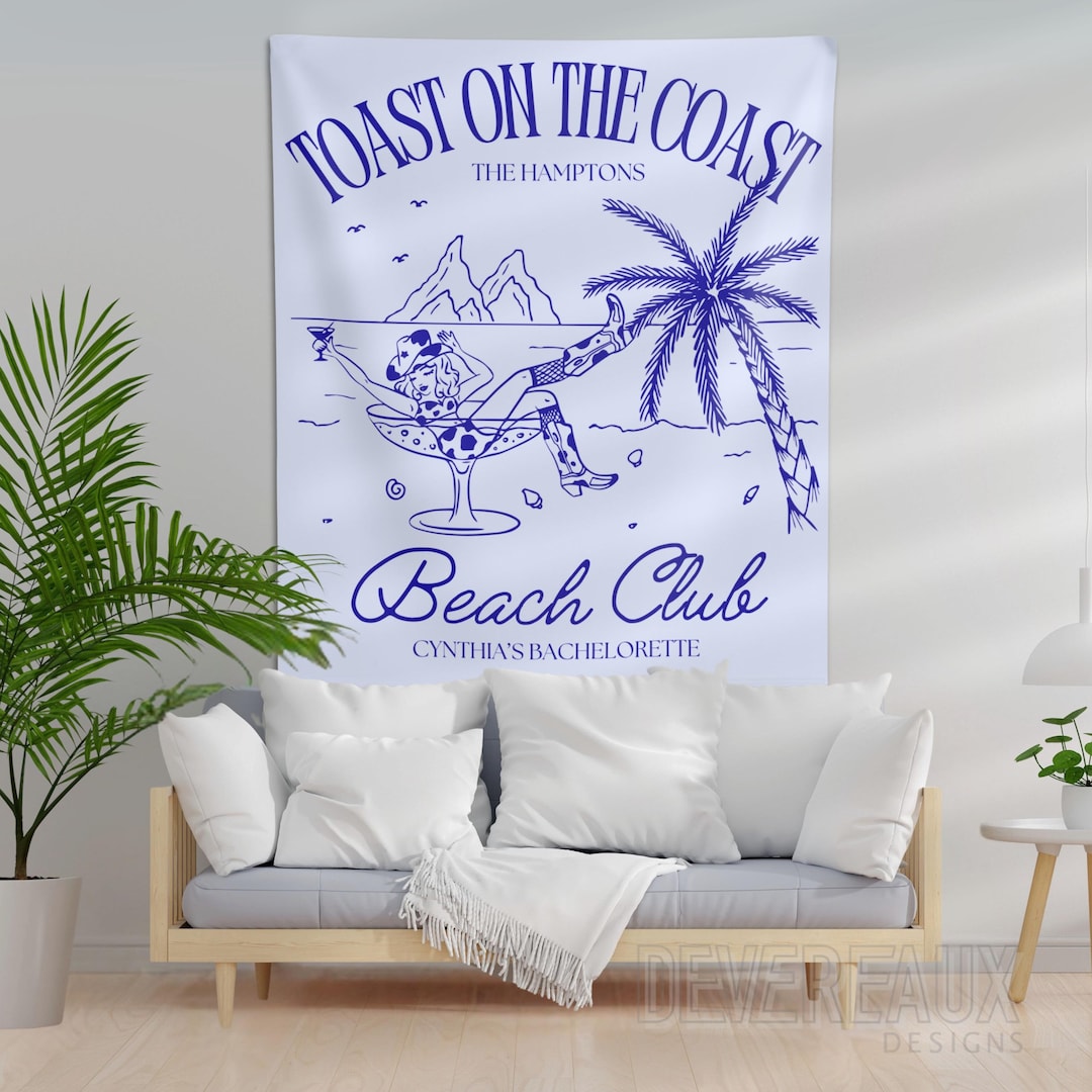 Custom Bachelorette Beach Club Backdrop, Coastal Cowgirl Party Banner ...