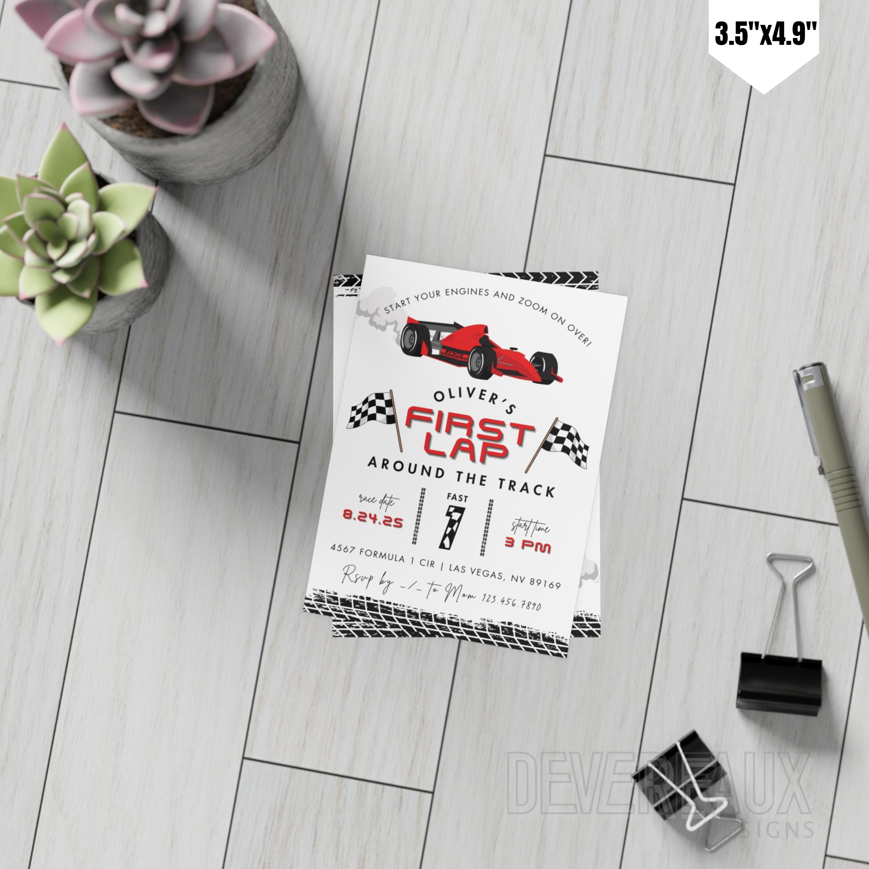 Custom Racing Bday Invite, Kids 1st 2nd Birthday Invitations, First ...