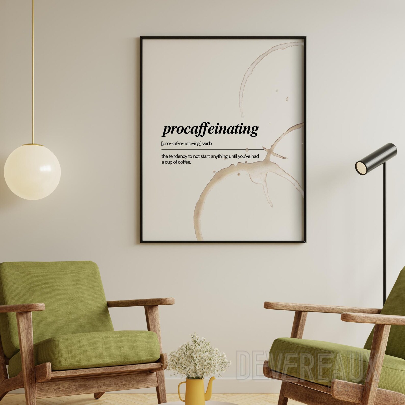 Coffee Procaffeinating Definition Poster, Funny Caffeine Print Wall Art ...