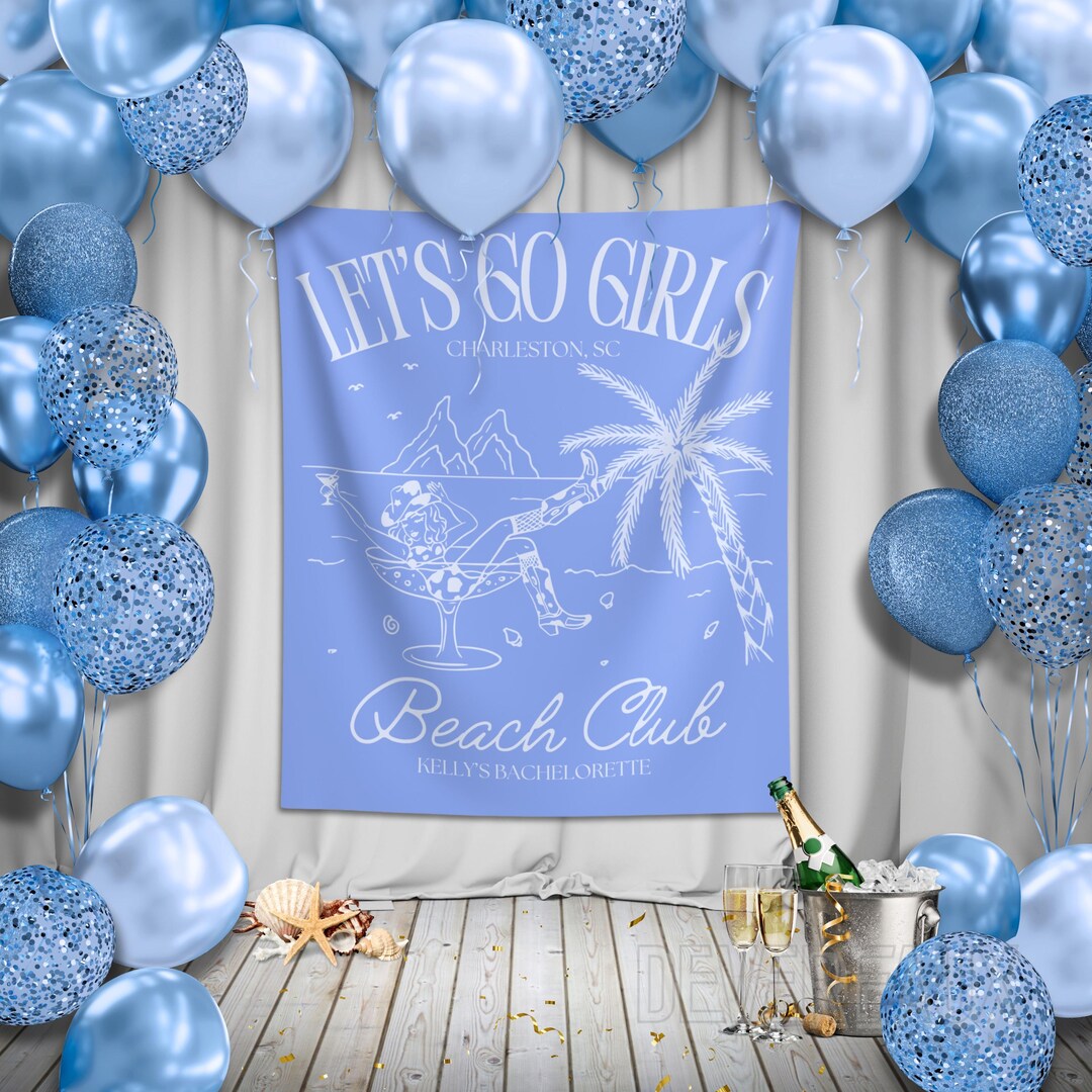 Custom Beach Club Backdrop, Coastal Cowgirl Bachelorette Party Banner ...