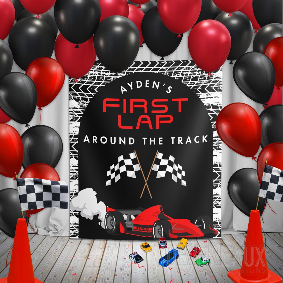 Custom Racing First Bday Backdrop, Racecar Birthday Party Banner, F1 ...