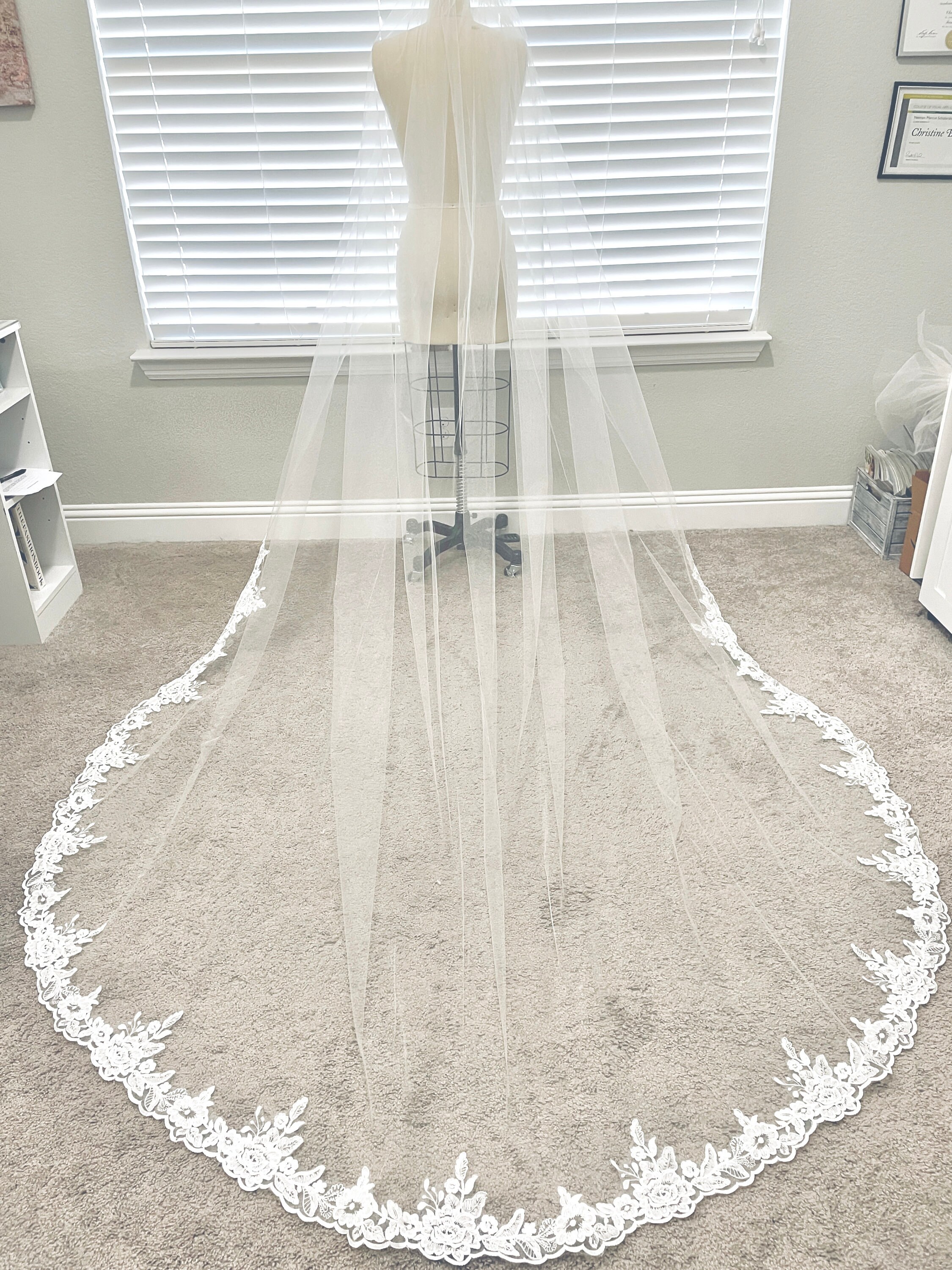 Bridal Illusion Tulle Wedding Veil Customizable, All Lengths and Widths ...