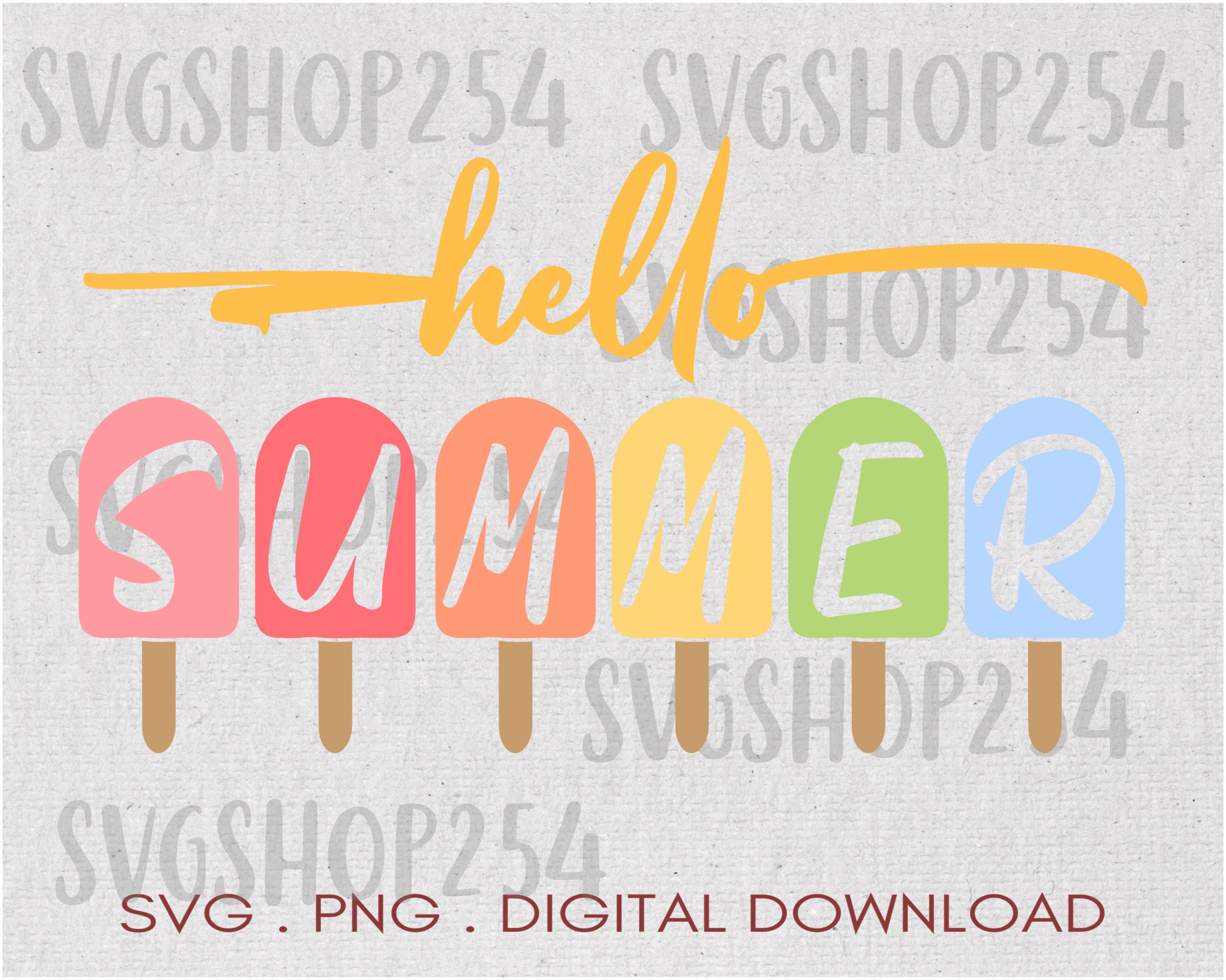 Hello Summer Popsicles SVG Summer Shield SVG Summer Cut File - Etsy
