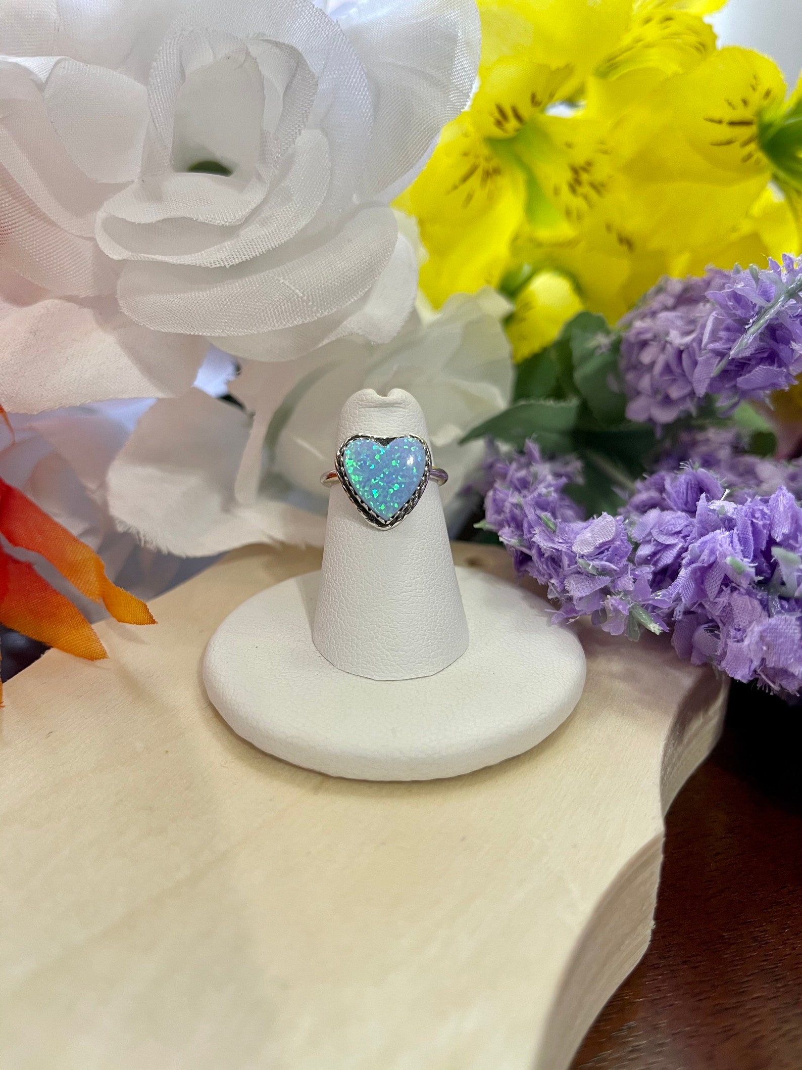 Fire Blue Opal Heart Ring/BlueOpal Ring/Heart Ring/Handmade | Etsy