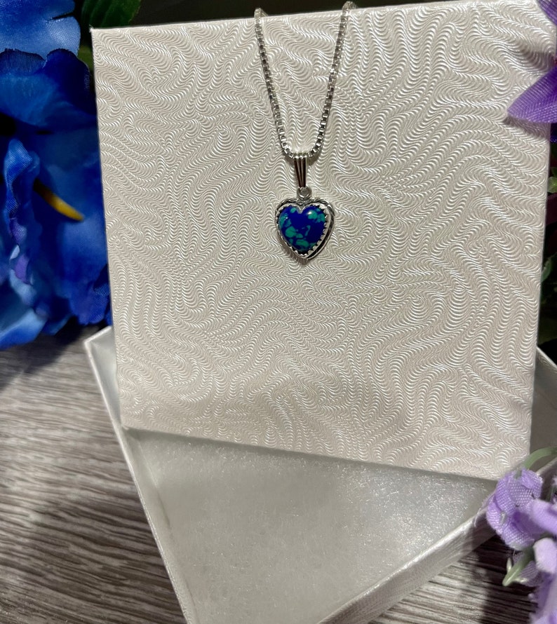 Azurite Malachite Heart Pendant Necklace,blue Green Heart Necklace ...