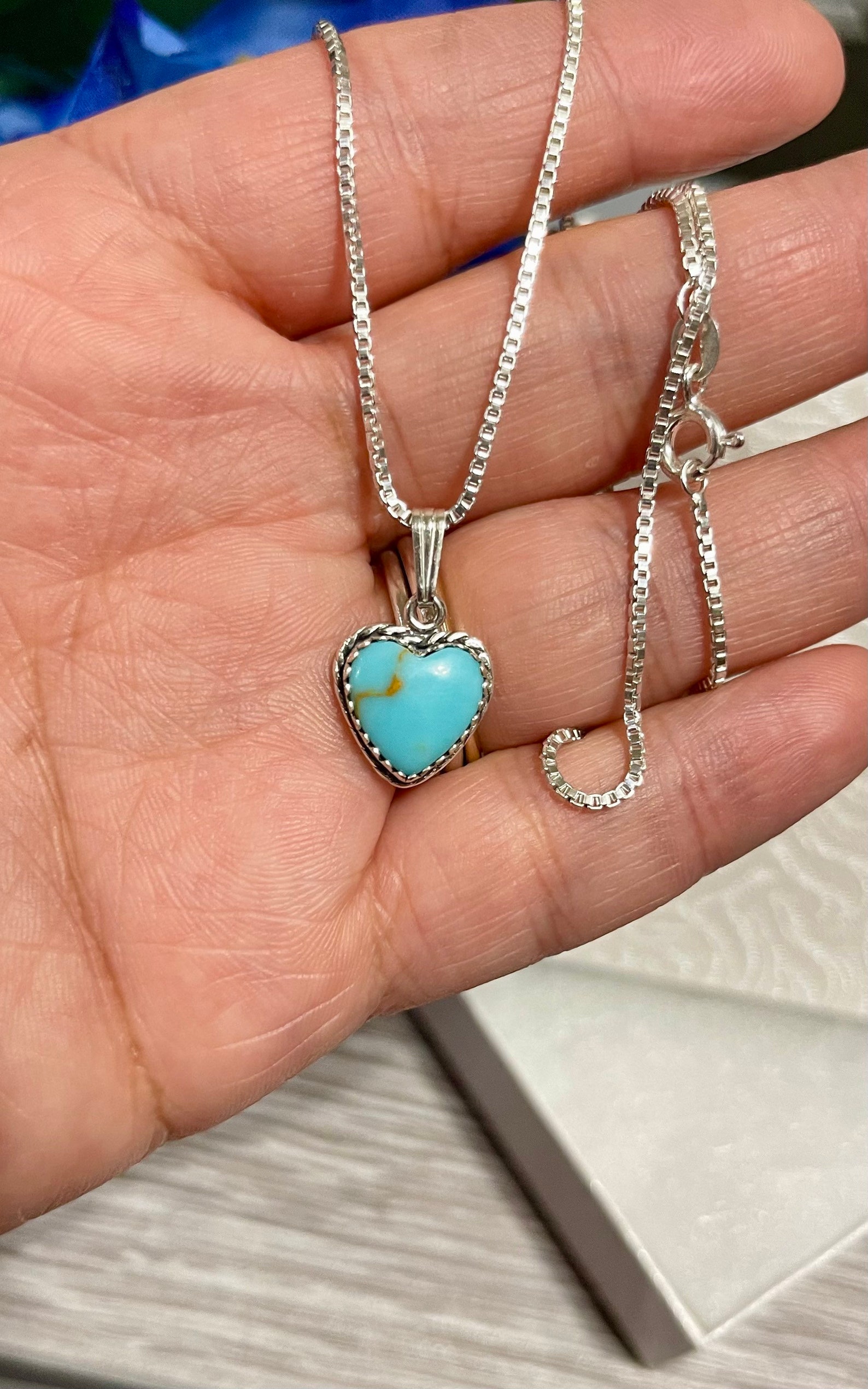 Turquoise Heart Pendant Necklace/blue Turquoise - Etsy