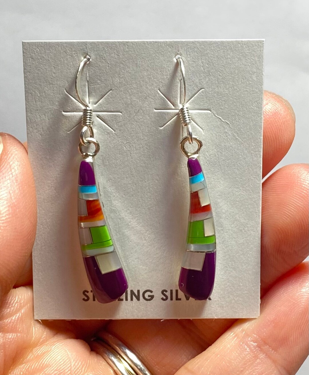 Long Stick Multi Stone Dangle Earrings/inlay Earring/long Earrings ...