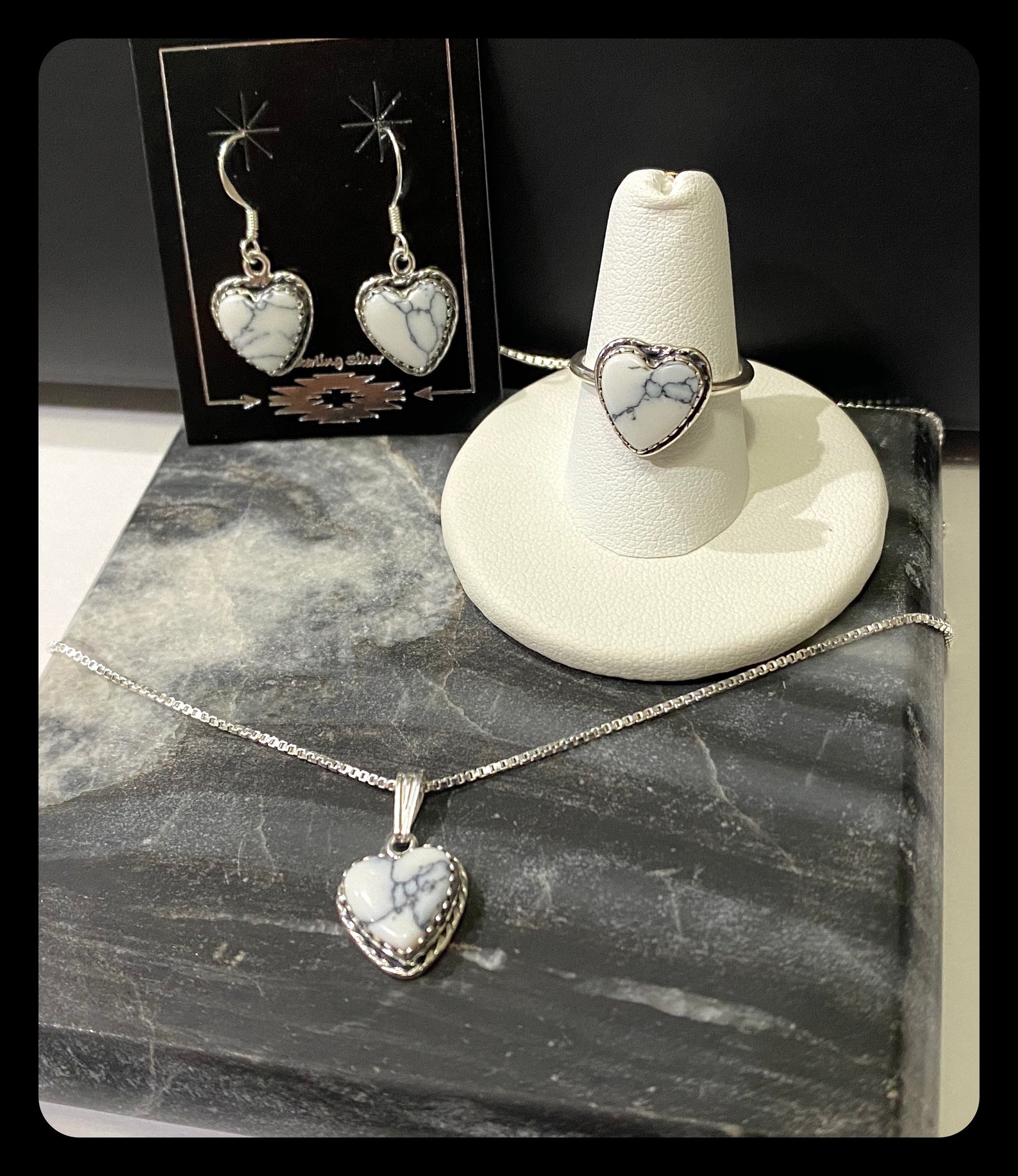 White Buffalo Earring/white Buffalo Ring/whiteturquoise Necklace ...