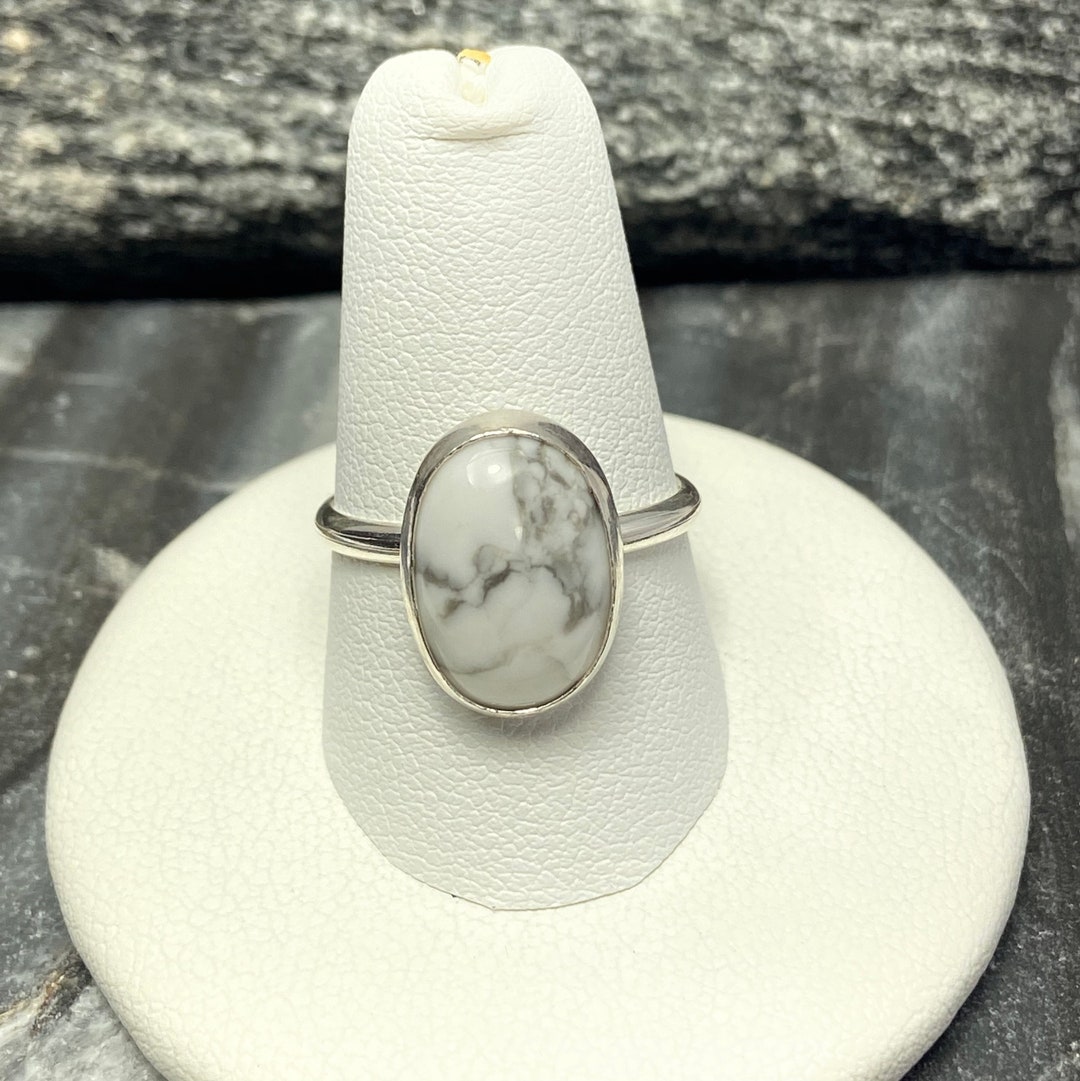 White Buffalo Turquoise Ring/large White Buffalo White Turquoise ...