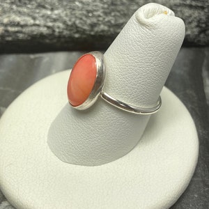 Large Pink Coral Statement Ring/10mmx14mm Oval Cocktail Ring/handmade ...