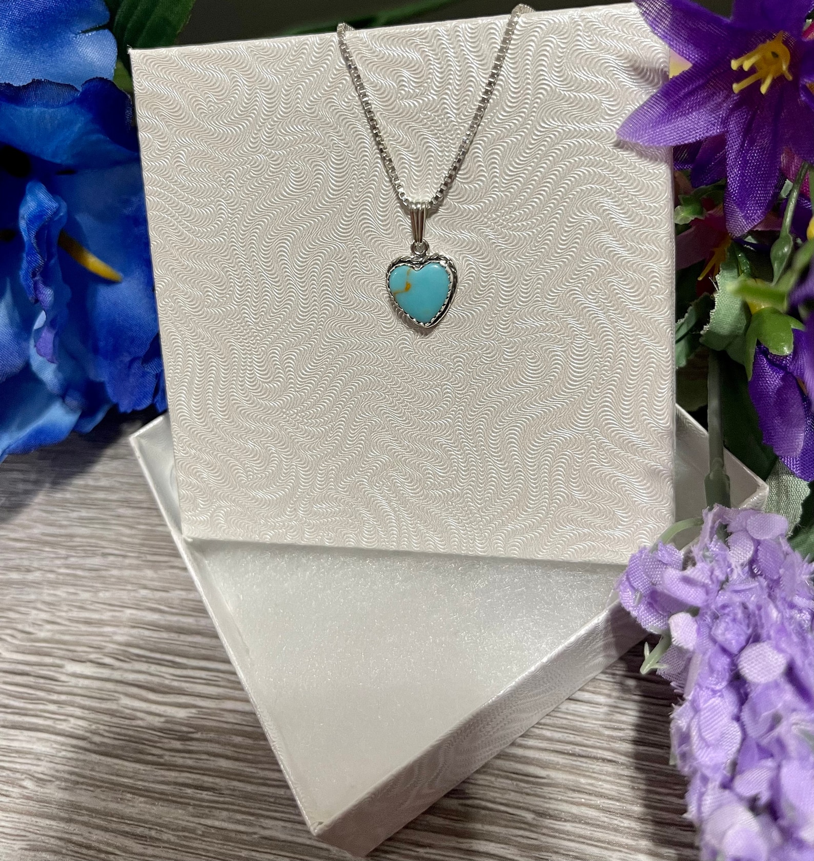 Turquoise Heart Pendant Necklace/blue Turquoise - Etsy