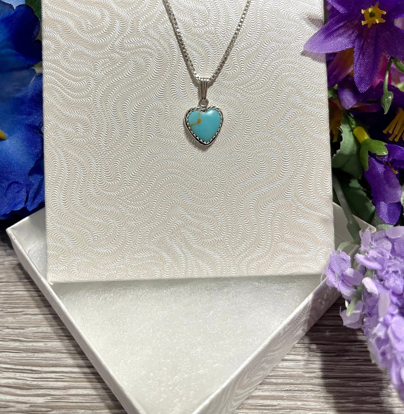 Turquoise Heart Pendant Necklace/blue Turquoise - Etsy