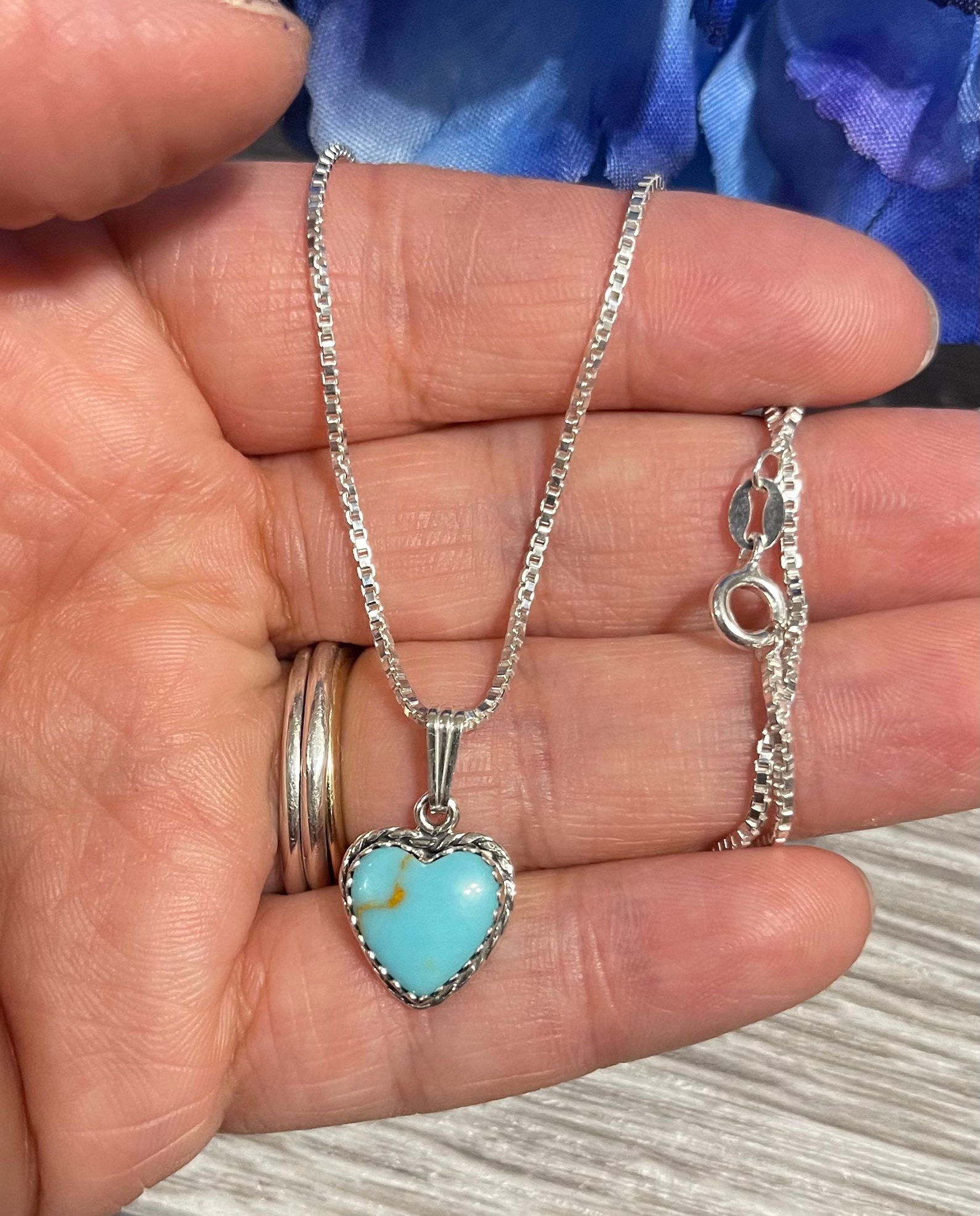 Turquoise Heart Pendant Necklace/blue Turquoise - Etsy