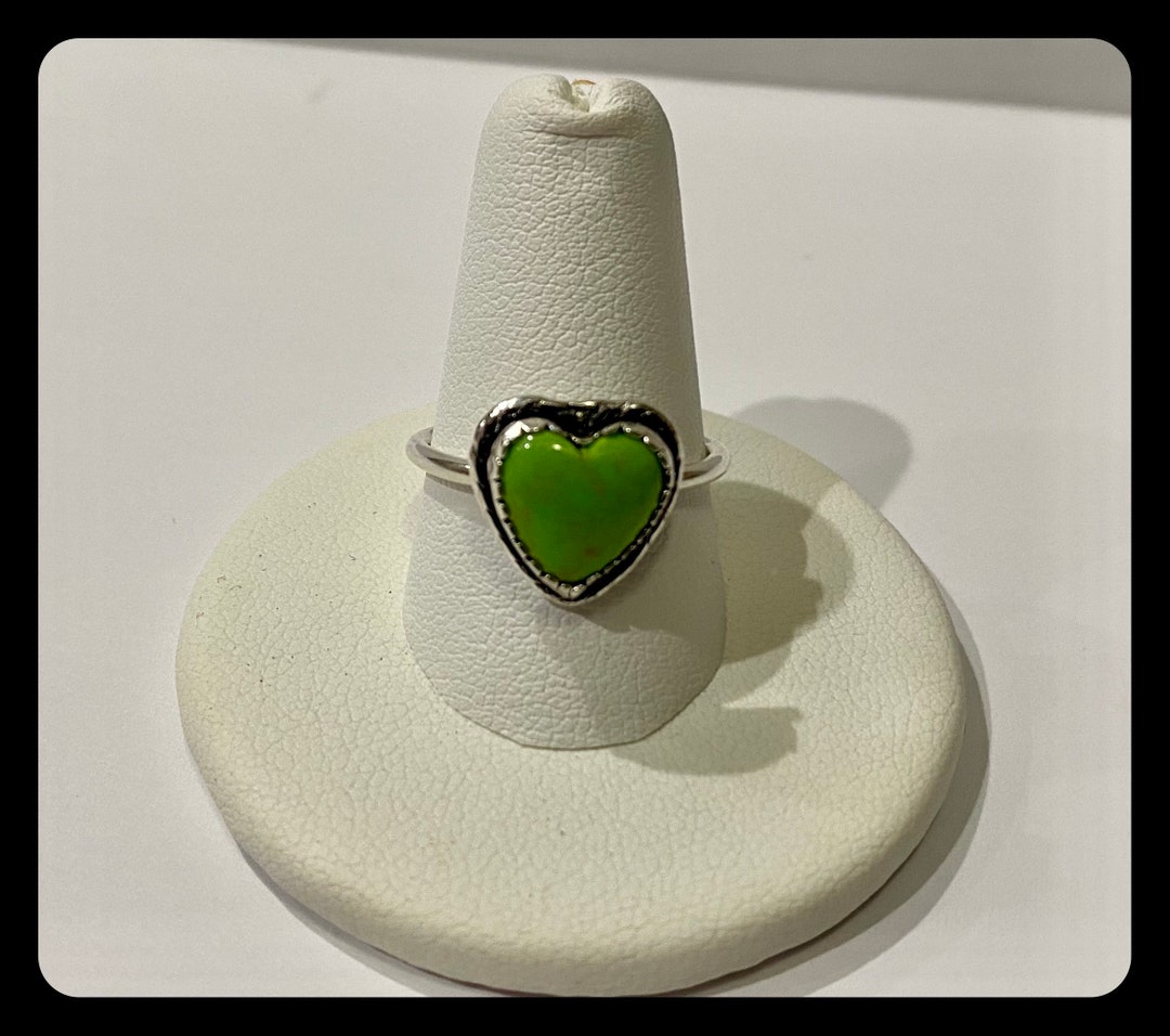 Gaspeite Heart Ring/green Gaspeite Heart Ring/green Turquoise Heart ...