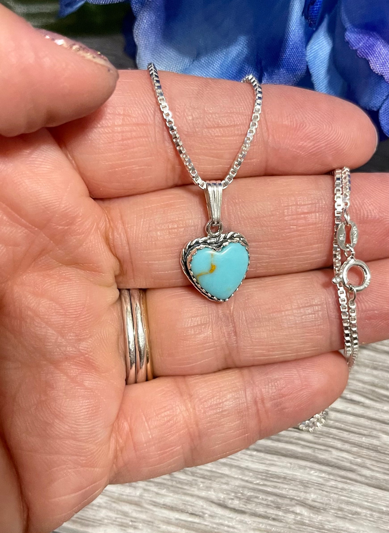 Turquoise Heart Pendant Necklace/blue Turquoise - Etsy