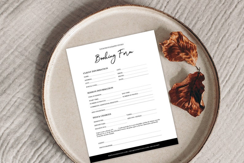Photography Forms Client Booking Form for Photographer - Etsy