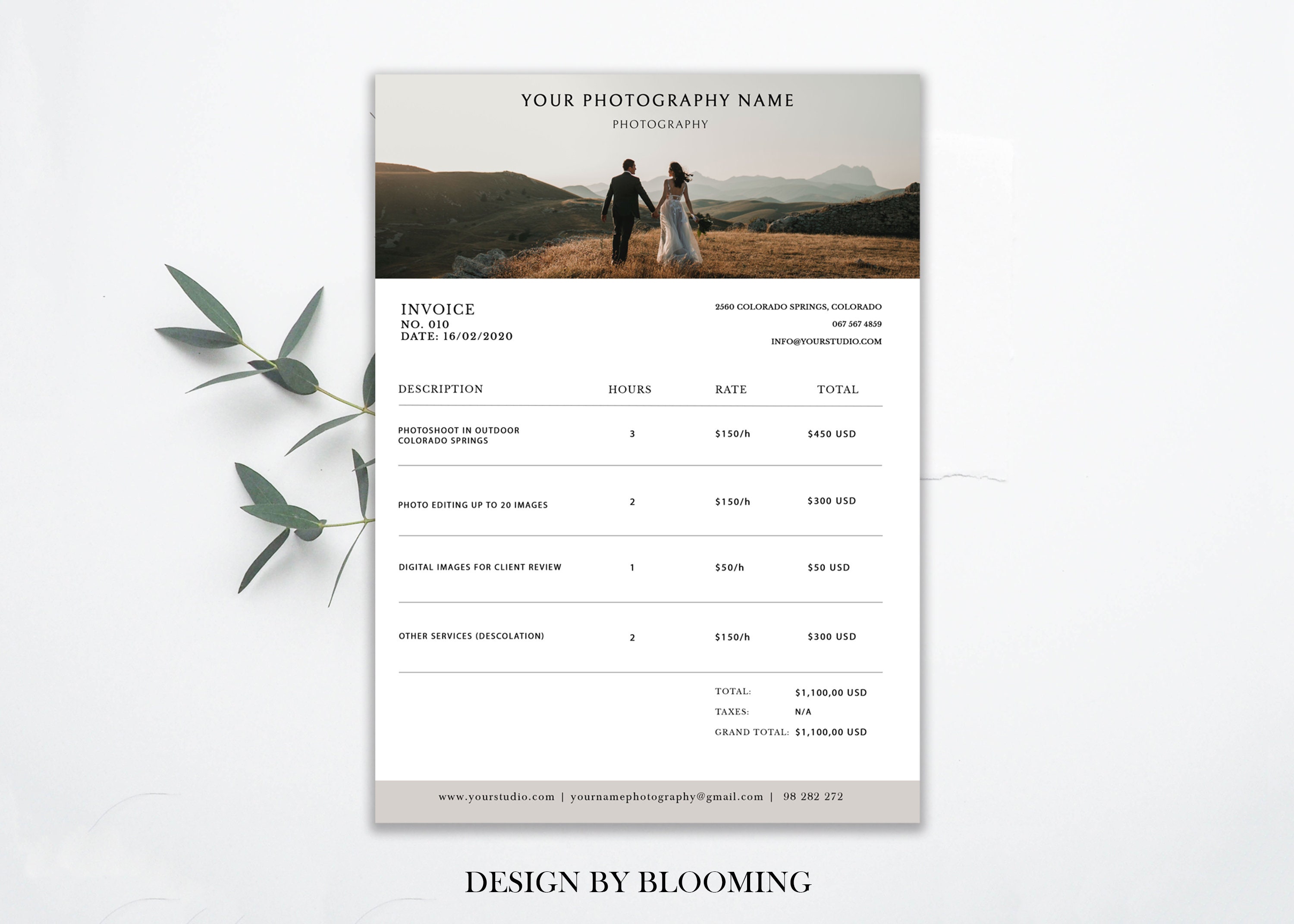 Invoice Photography Template Wedding Invoice Photography - Etsy