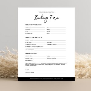Photography Client Booking Form, Photoshop Template (digital Download ...