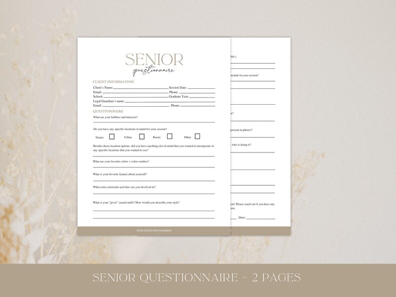 Senior Photography Business Forms Bundle, Graduation Session Agreement ...