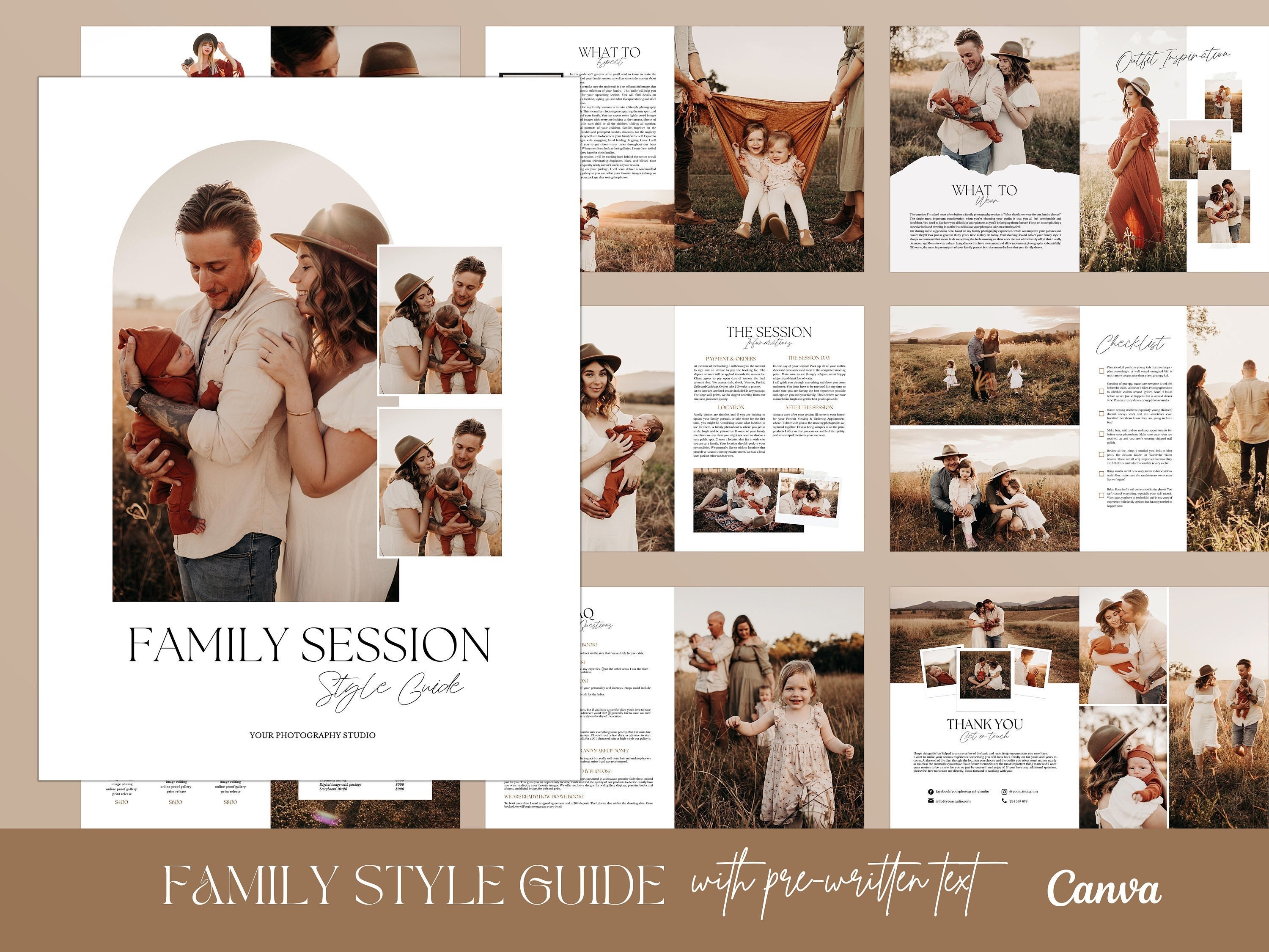 Family Session Style Guide Template, Editable CANVA Photography Pricing ...
