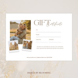 Photographer Gift Certificate Template, Photography Gift Card, Gift ...