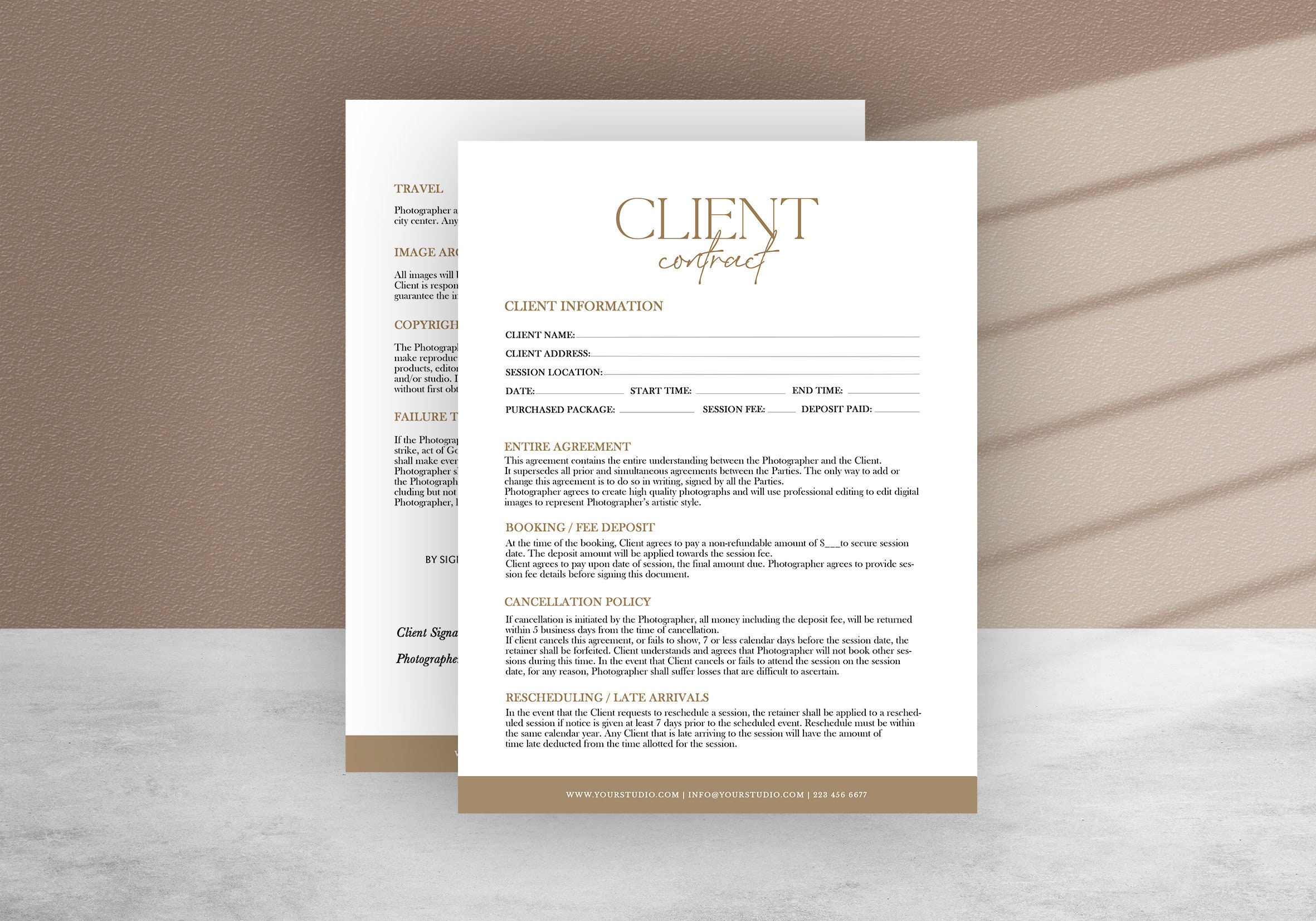 Photography Client Contract Template Business Form for - Etsy