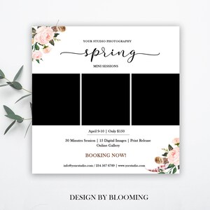 Spring Mini Session Template, Photography Marketing, Photoshop Template ...