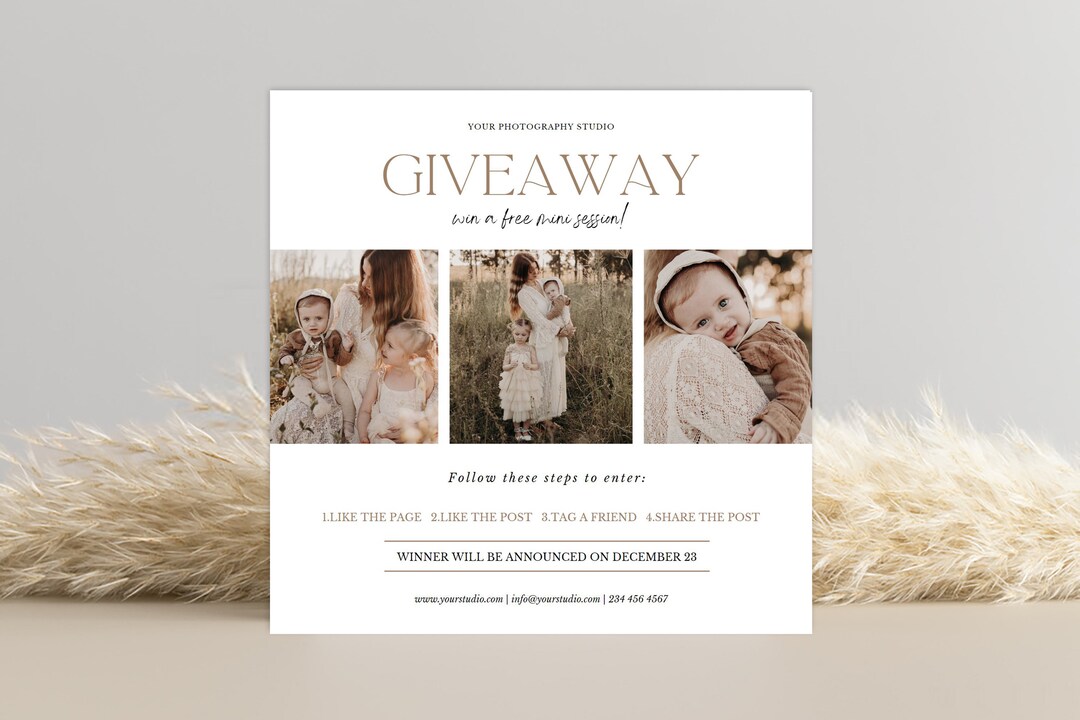 Photography Giveaway Template, CANVA & PHOTOSHOP Contest Template ...