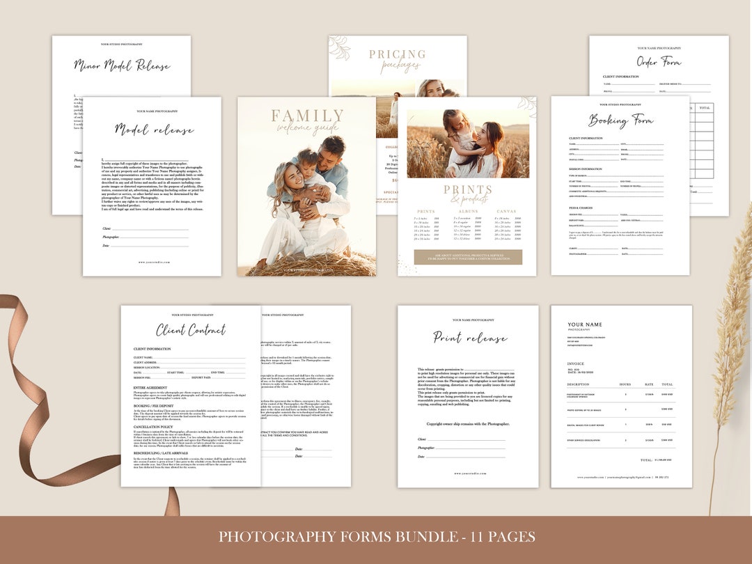 Photography Business Forms Bundle, Customizable Templates (photoshop ...
