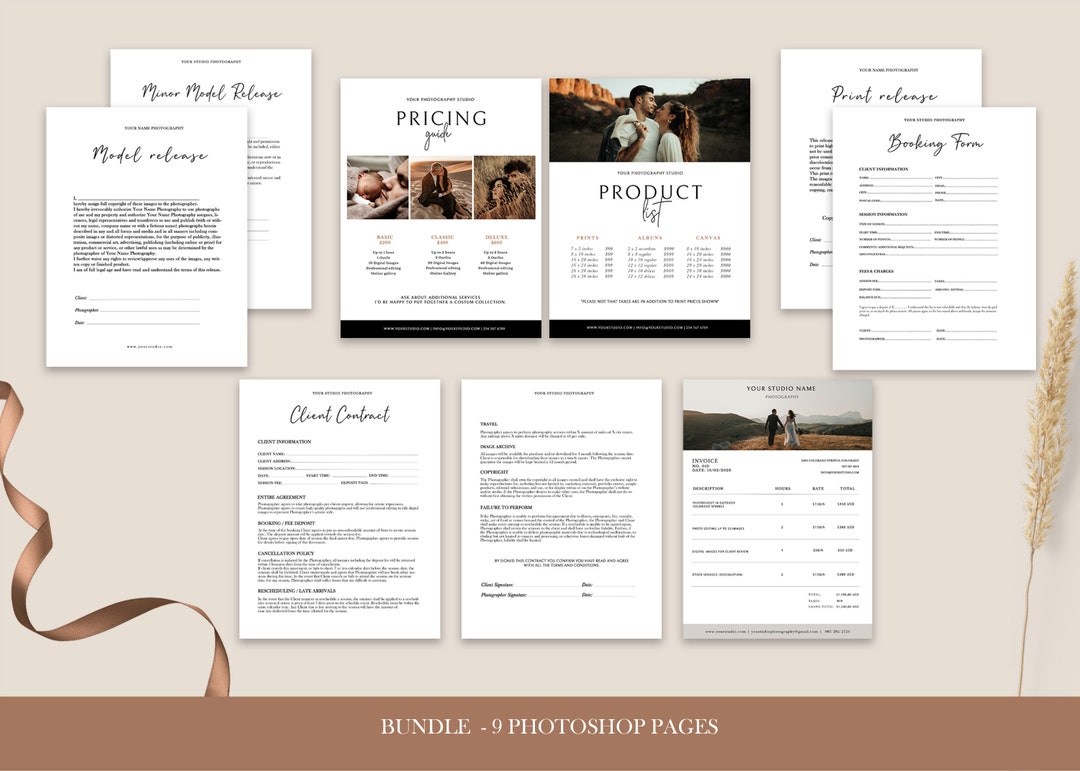 Photography Business Forms Bundle: Photoshop Templates (digital ...