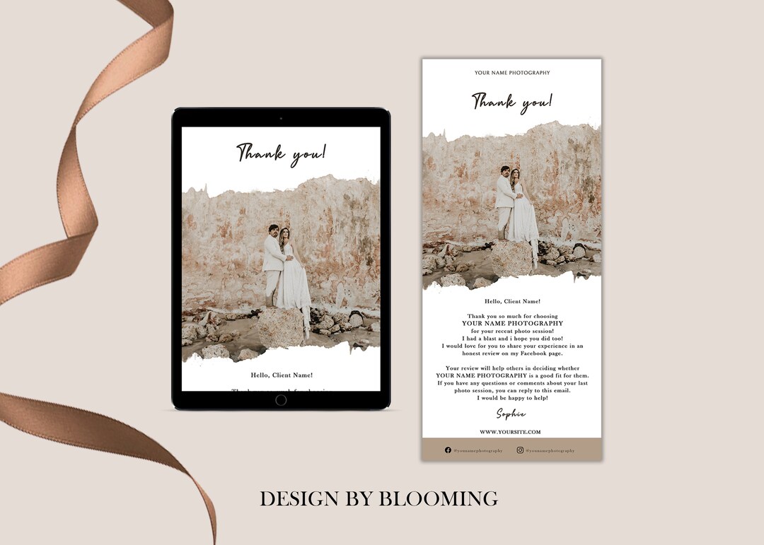 Thank You Email Template for Photographers, Client Feedback, Photoshop ...