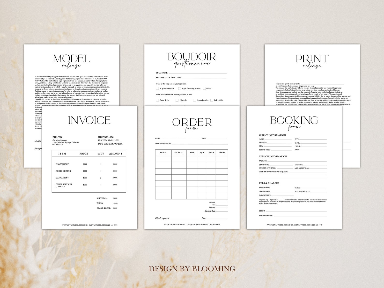 Boudoir Photography Forms Bundle Pricing Guide/list Template - Etsy