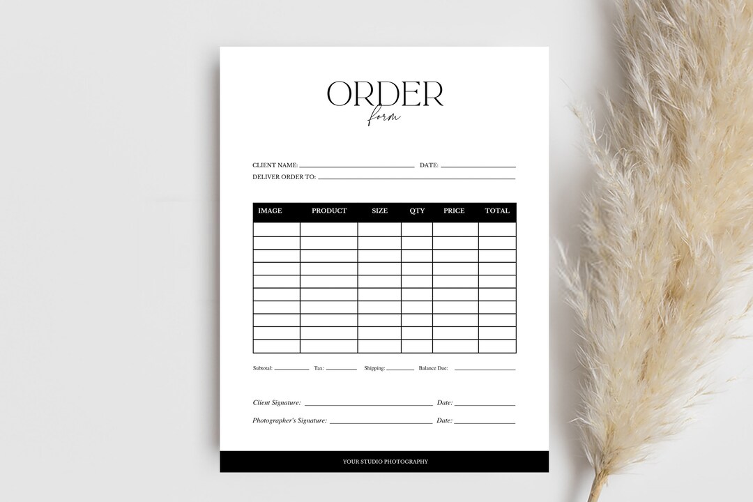 Photography Order Form Template for CANVA, Photography Print Form ...