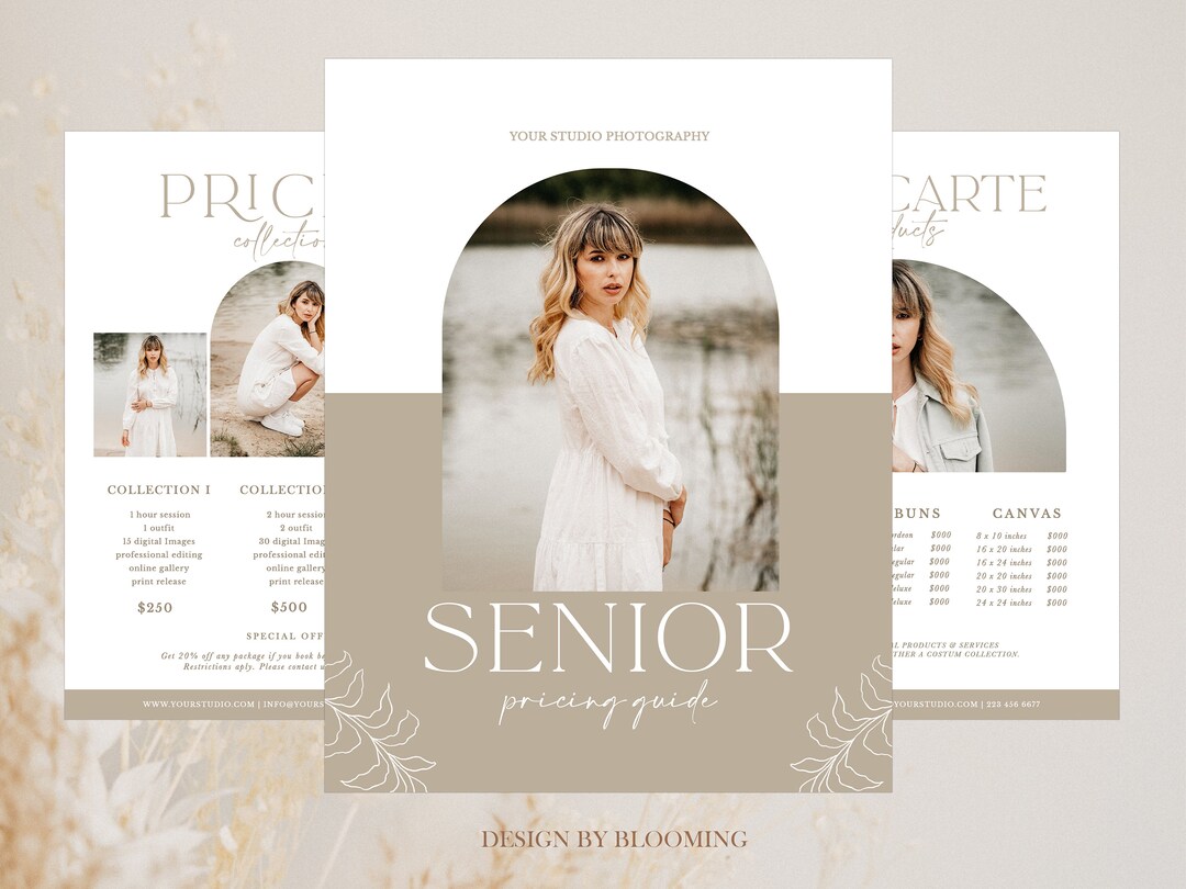 Senior Photography Pricing Guide Template, Editable Photoshop Price ...