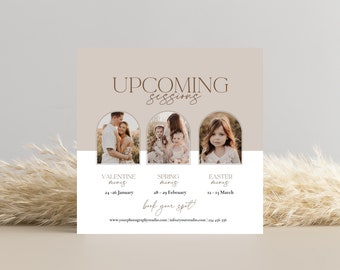 Upcoming Sessions Template, Photography CANVA Template, Mini Sessions ...