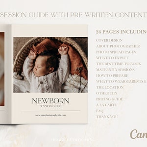 Newborn Session Prep Guide, Newborn Pre-written Welcome Guide, Newborn Pricing Guide, Magazine ...