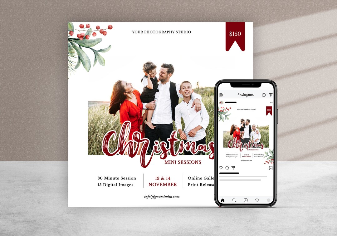 Christmas Mini Session Template, Christmas Minis Sessions, Holiday Mini ...
