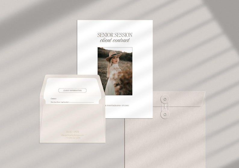 Senior Portrait Photography Contract Template Bundle (canva, Digital ...