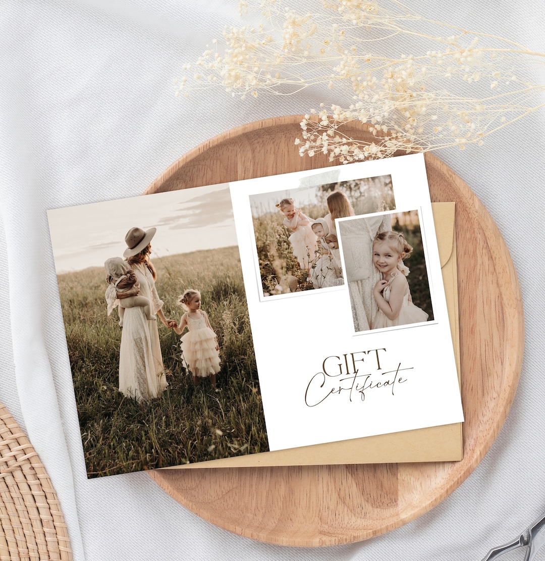 Photographer Gift Certificate Template, Photography Gift Card, Gift ...