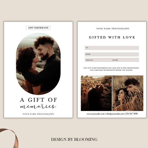 Photography Gift Certificate Template Photographer Gift Card - Etsy
