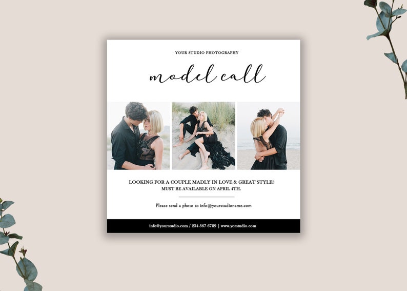 Model Call Photography Session Marketing Template Photography - Etsy