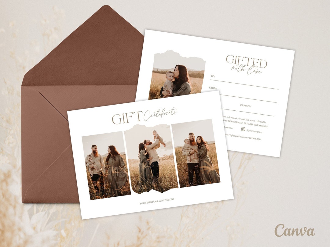 Photographer Gift Certificate Template, Photography Gift Card, Gift ...