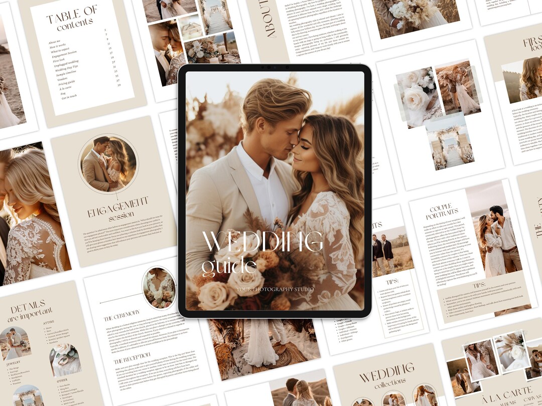 Wedding Photography Guide Template, Wedding Welcome Guide With Content ...