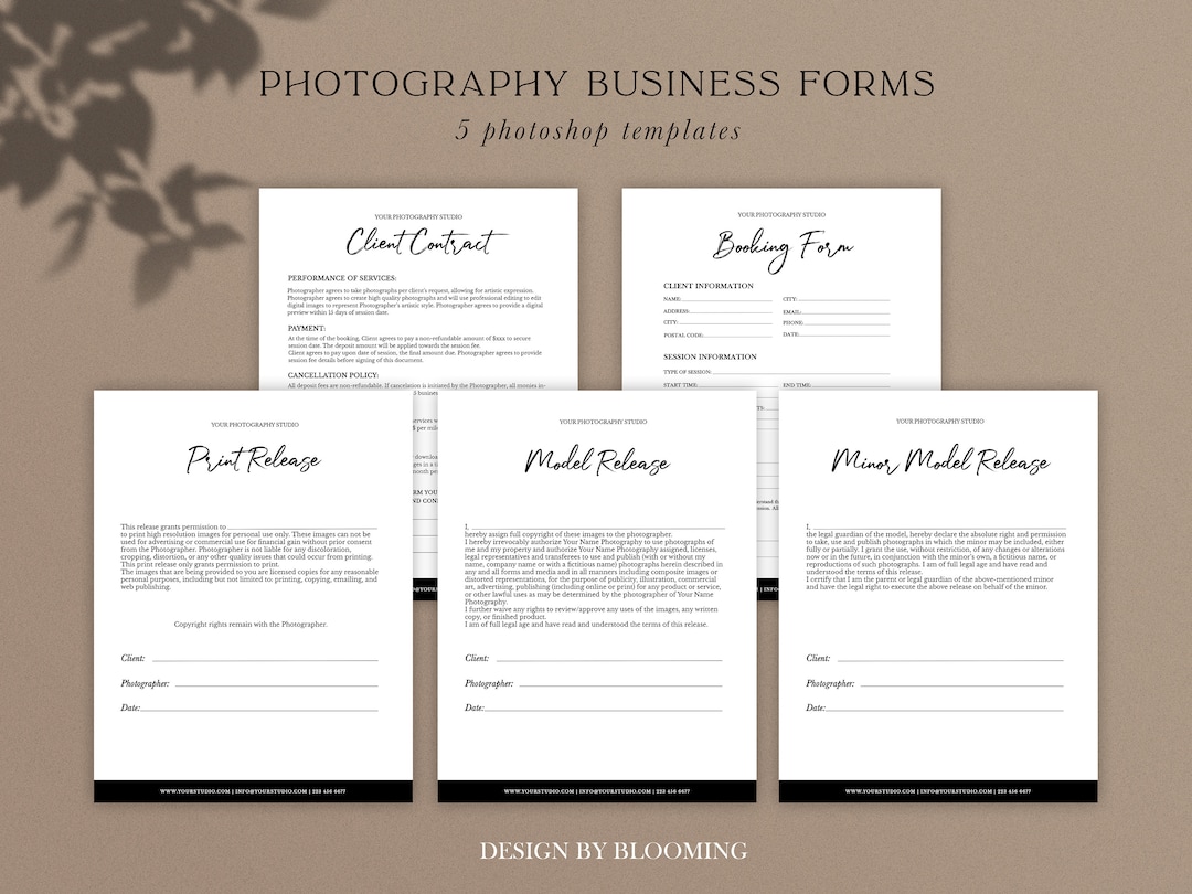 Photography Forms for PHOTOSHOP, Photography Forms BUNDLE, Client ...